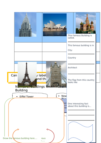 Famous Buildings from around the World. Home Learning Art/Geography ...