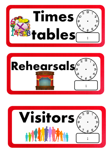 Visual Timetable with analogue and digital clocks | Teaching Resources