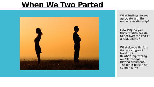 When We Two Parted (Love and Relationships) | Teaching Resources