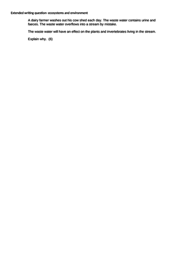 Extended writing question and marking grid: ecosystems | Teaching Resources Extended writing question and marking grid: ecosystems | Teaching Resources