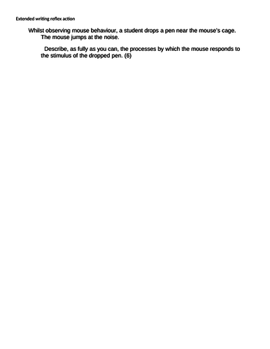Extended writing question and marking grid: reflex | Teaching Resources Extended writing question and marking grid: reflex | Teaching Resources