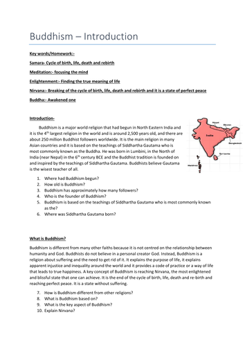 Introduction to Buddhism - Information sheet | Teaching Resources