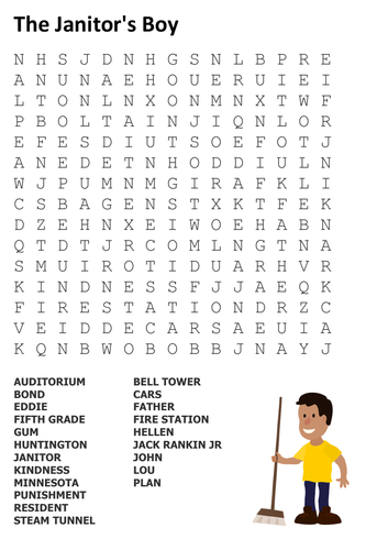 The Janitor's Boy Word Search | Teaching Resources