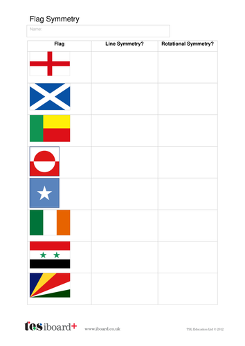 Flag Symmetry Worksheet - KS2 Geometry | Teaching Resources