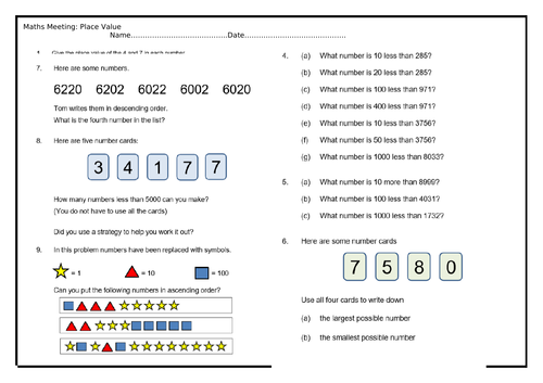 Year 4 Numbers and the number system | Teaching Resources