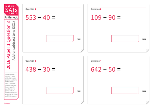 Adding And Subtracting Multiples Of 10 Ks2 Maths Sats Arithmetic