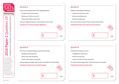 Use addition and multiplication to solve problems - KS2 Maths Sats ... Use addition and multiplication to solve problems - KS2 Maths Sats ...