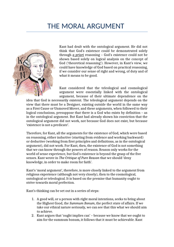 Kant's Moral Argument | Teaching Resources