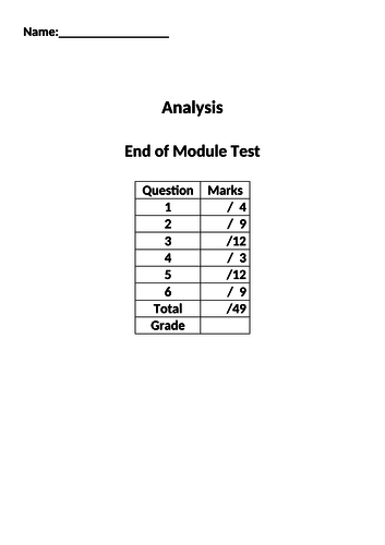 Analysis Assessments | Teaching Resources