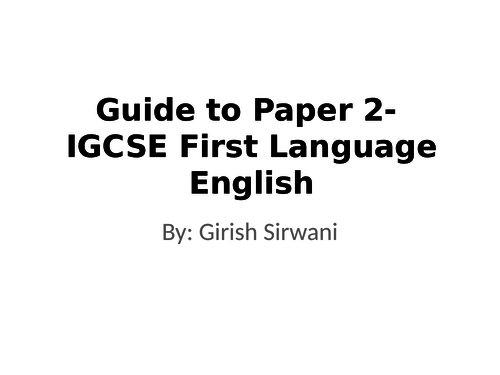 Guide to Paper 2 (Extended Students)- IGCSE First Language English ...
