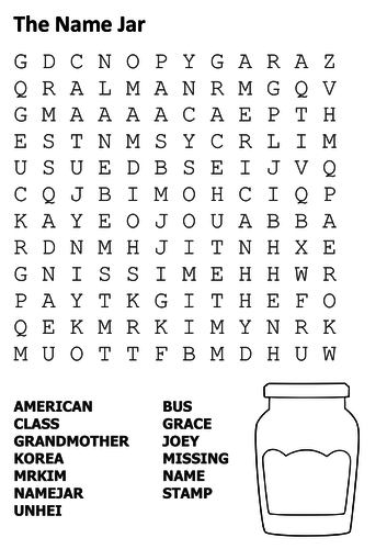 The Name Jar Word Search | Teaching Resources