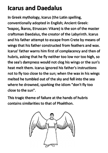 Icarus and Daedalus Handout | Teaching Resources