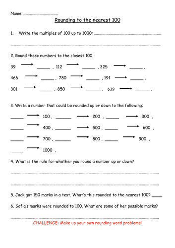 Rounding to 10, 100 and 1000 (Presentation and Worksheets Year 4 ...