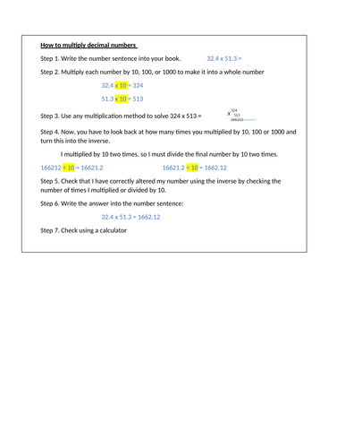 Step by Step explanation of multiplying decimal numbers together ...