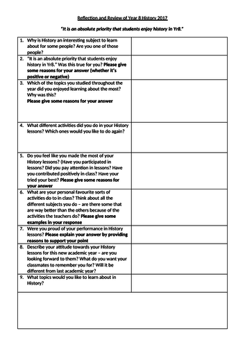 End of Year Review | Teaching Resources