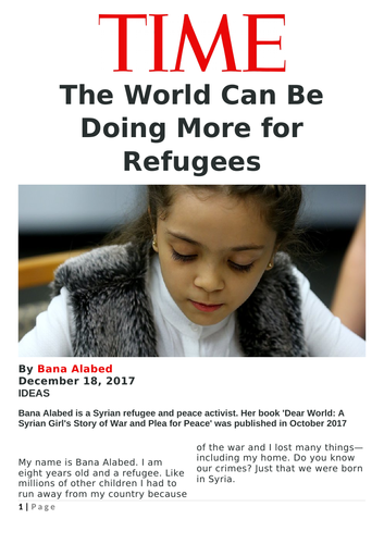 Magazine article: The world can be doing more for refugees | Teaching ...