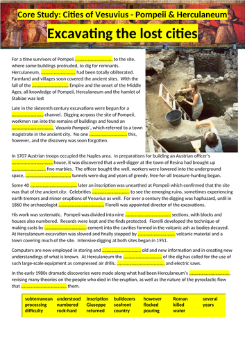 Pompeii and Herculaneum - 4 cloze activities | Teaching Resources