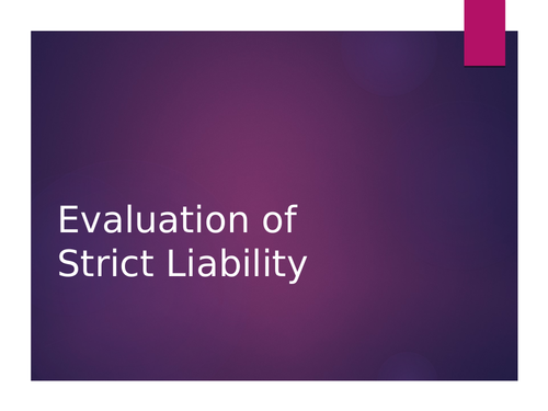 Strict Liability | Teaching Resources