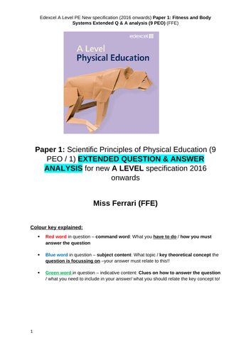Edexcel A Level PE 12 paper 1 extended questions and answers | Teaching ...