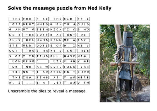 Ned Kelly Message Puzzle | Teaching Resources