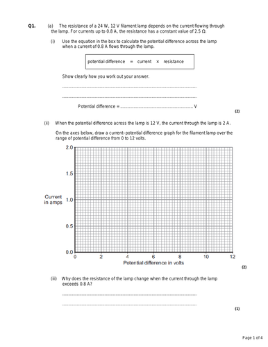 AQA Trilogy Physics Topic 2 Electricity Components Adding Resistance ...