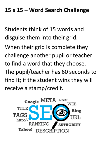 Word Search Challenge Activity | Teaching Resources