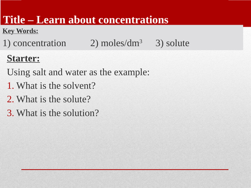 Calculating concentrations | Teaching Resources