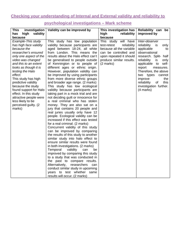 Ways of improving reliability and validity in psychological ...