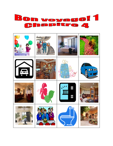 Bon voyage 1 Chapitre 4 Bingo | Teaching Resources