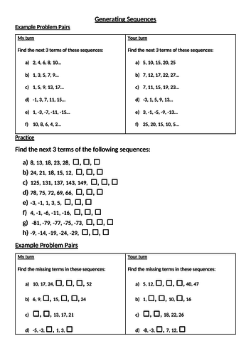 Generating sequences | Teaching Resources