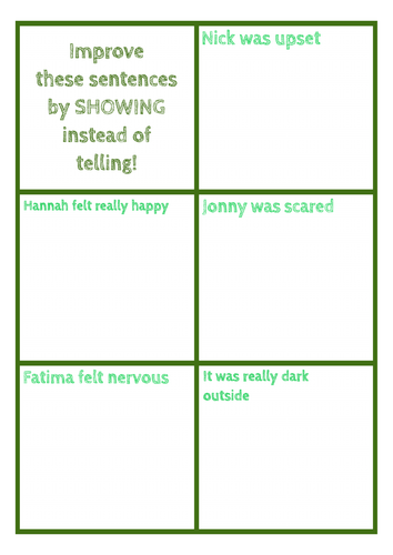 Showing vs. Telling - Practice | Teaching Resources