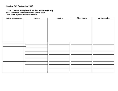 Stone Age Boy Storyboard | Teaching Resources