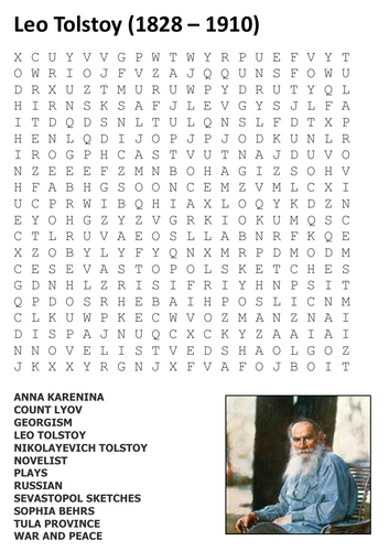 Leo Tolstoy Word Search | Teaching Resources