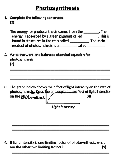 NEW AQA GCSE Trilogy (2016) Biology - Photosynthesis | Teaching Resources