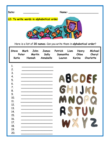 Alphabetical Order Worksheet | Teaching Resources