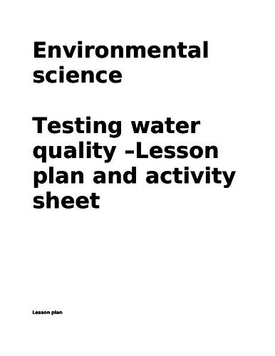 Water quality testing | Teaching Resources