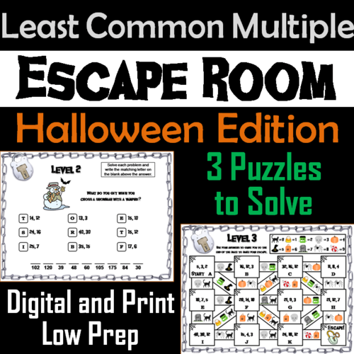 Halloween Escape Room Math: Least Common Multiple Game (4th 5th 6th 7th ...