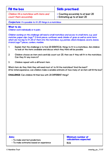 Problem-Solving Investigation: Count to 20. (Year 1 Place Value ...