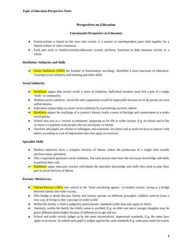 A Grade Educational Perspective Sociology Notes | Teaching Resources