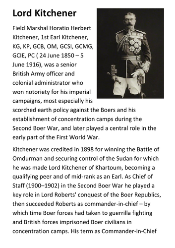 Lord Horatio Kitchener Handout | Teaching Resources