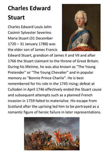 Charles Edward Stuart Handout | Teaching Resources