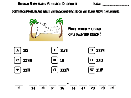 Halloween Math Activity: Roman Numerals Message Decoder | Teaching ...