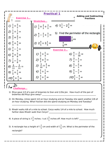 Ks3 Lesson Worksheet Fractions Adding And Subtracting Teaching