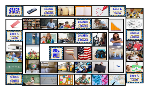 School Items, Places, and Subjects Legal Size Photo Board Game ...