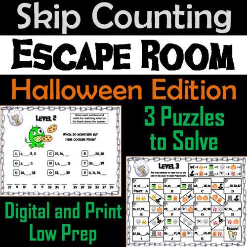 Skip Counting by 2, 3, 4, 5, 10 Activity: Halloween Escape Room Math ...