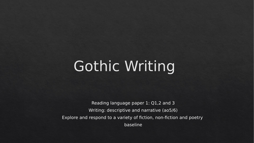 Introduction to Gothic Writing | Teaching Resources