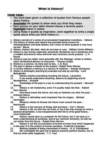 What is history? (Introduction to History Y7) | Teaching Resources