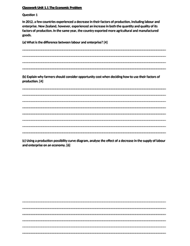 The Economic Problem, Factors of Production, Opportunity cost & PPC ...