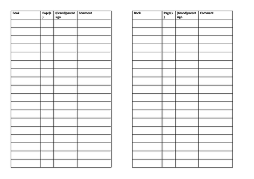 Reading record | Teaching Resources Reading record | Teaching Resources