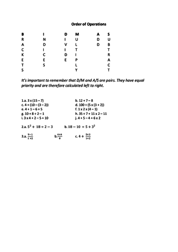 Order Of Operations Graphic Organizer Printable Graphic Organizers